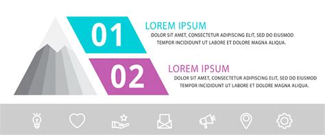 피라미드와 산과 두 개의 레이블이있는 벡터 인포 그래픽 템플릿 2가지 옵션이 있는 비즈니스 기하학적 개념 타임라인 워크플로우 프레젠테이션 다이어그램 전단지 배너 차트로 사용