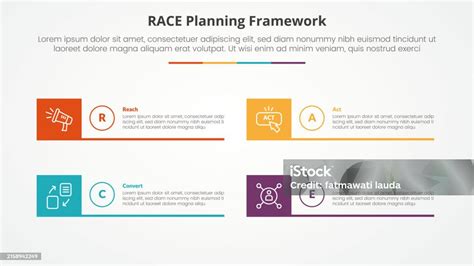 Race 프레임 워크 인포 그래픽 개념은 창의적인 사각형 상자와 평면 스타일의 4 포인트 목록이있는 선 하단이있는 슬라이드