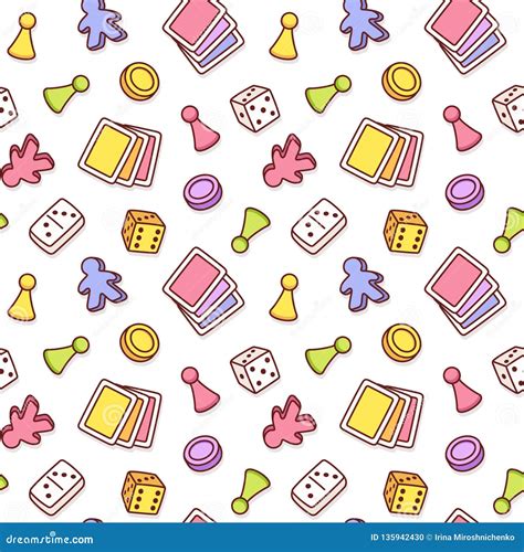 Board Games Pattern Stock Vector Illustration Of Hand 135942430