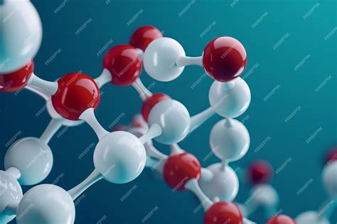 Closeup Of A Molecular Structure Model With Red And White Atoms
