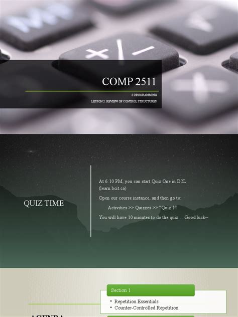 Comp 2511 C Programming Lesson 2 Review Of Control Structures Pdf