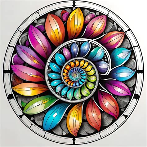 Fibonacci Sequence Circular Spiral Illustration For Adults Beautiful