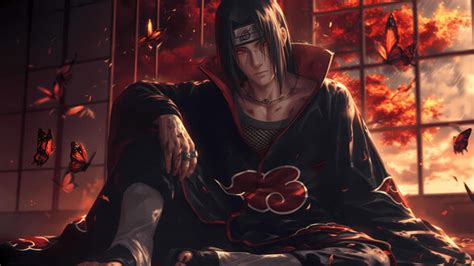 Обои на рабочий стол Итачи Учиха Itachi Uchiha из аниме Наруто Naruto обои для рабочего