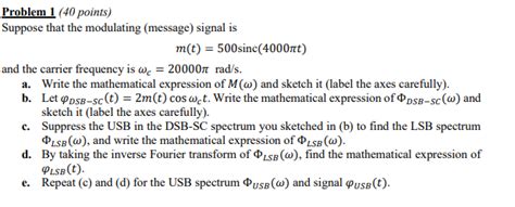 Solved Problem 1 40 Points Suppose That The Modulating