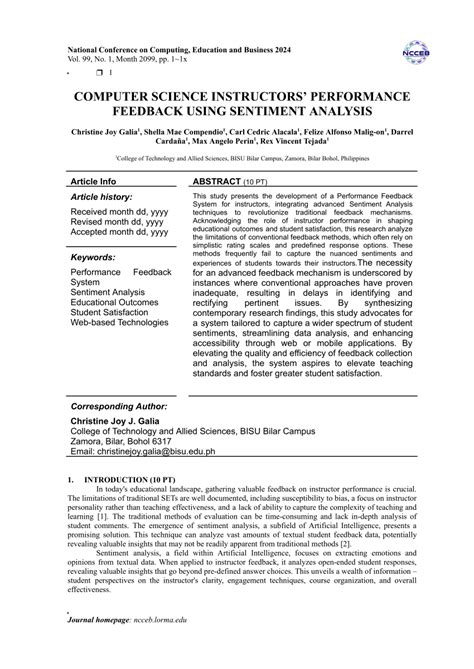 Pdf Computer Science Instructors Performance Feedback Using