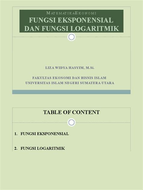Fungsi Eksponensial Dan Fungsi Logaritma Pdf