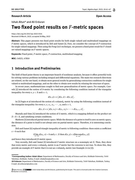 pdf two fixed point results on f metric spaces
