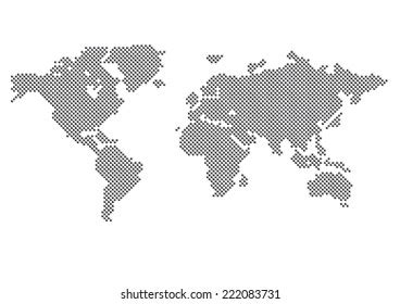 Black Gray Half Checkered Map World Stock Vector Royalty Free