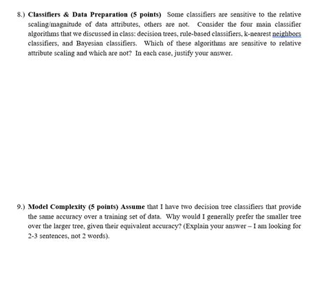 Solved Data Mining Classifiers And Data Preparation As Well