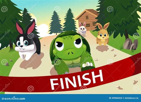 turtle and hare racing stock vector illustration of story 49960424