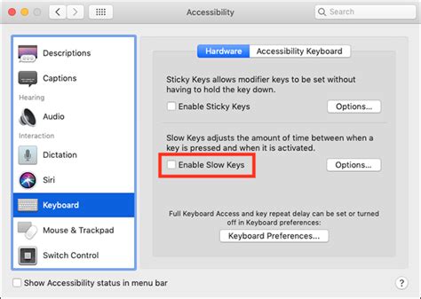 MacOS Mojave Changing Keyboard Settings AbilityNet