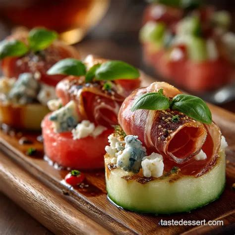 Melon Blue Cheese Prosciutto And Basil Canapés Taste
