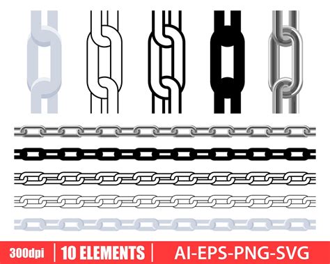 Chain Clipart Vector Design Illustration Chain Set Vector Clipart Print Etsy