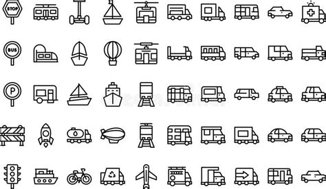 Transport Icons Collection Is A Vector Illustration With Editable Stroke Stock Vector