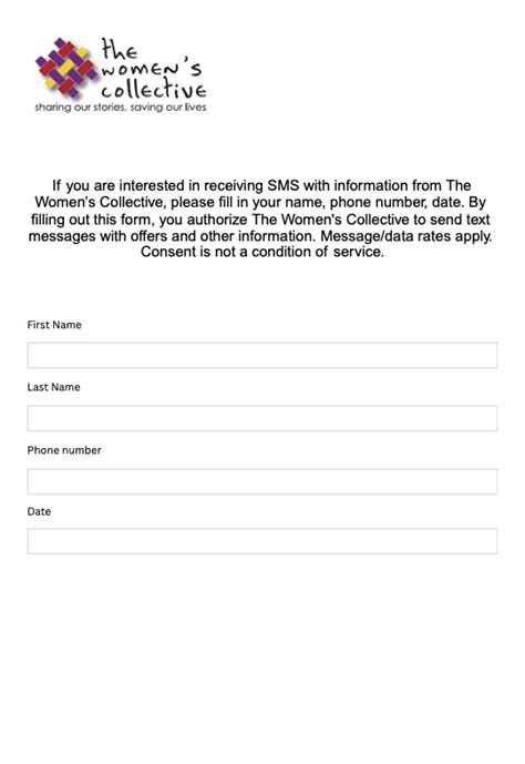 SMS Opt In Form The Womens Collective