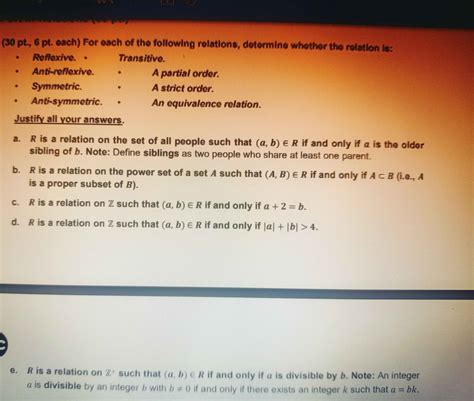 Solved A R Is A Relation On The Set Of All People Such That