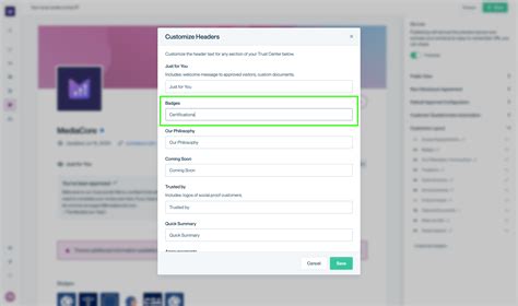Customizing Section Headers