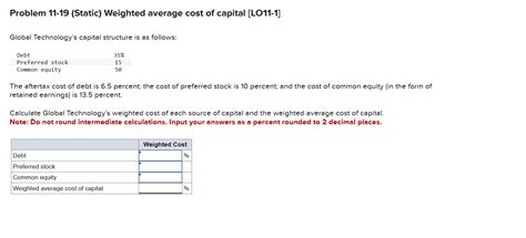 solved problem 11 19 static weighted average cost of
