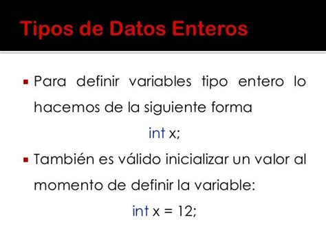 tipo de datos enteros