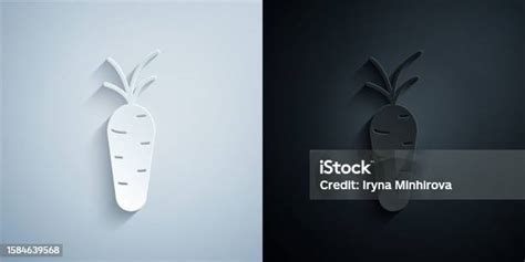 종이로 자른 당근 아이콘은 회색과 검은색 배경에 분리되어 있다 종이 아트 스타일 벡터 3차원 형태에 대한 스톡 벡터 아트 및 기타 이미지 3차원 형태 건강한 식생활