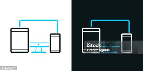 데스크톱 컴퓨터 태블릿 Pc 및 스마트 폰 검은색 또는 흰색 배경에 이색 선 아이콘 편집 가능한 획 개념에 대한 스톡 벡터 아트 및 기타 이미지 Istock