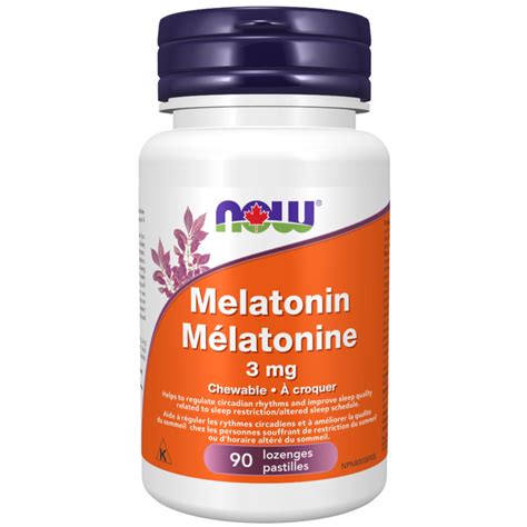 Melatonin 3 Mg Peppermint Chewable Lozenges Now Foods Canada