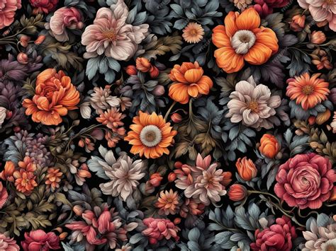 Premium Photo A Bunch Of Colorful Flowers On A Black Background Dark