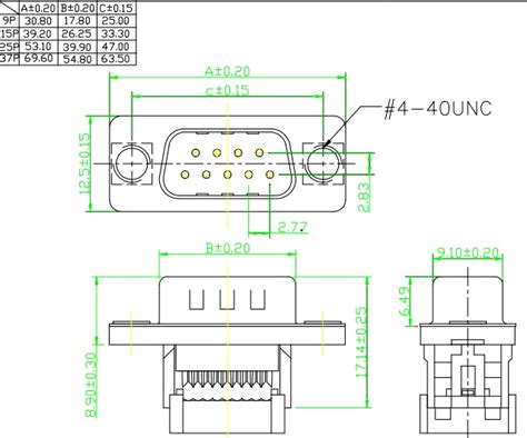 solderless crimping type db9 db15 db25 db26 db37 db44 db62 db78 male