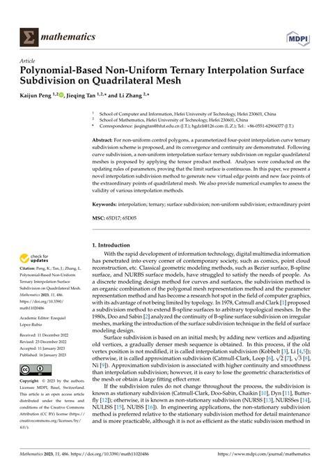 Pdf Polynomial Based Non Uniform Ternary Interpolation Surface