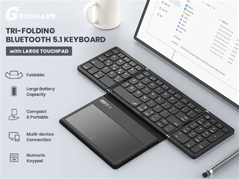 Mua Foldable Bluetooth Keyboard Portable Full Size Folding Keyboard With Touchpad Pu Leather