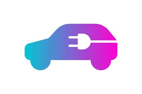전기 자동차 아이콘 전기 케이블 플러그 충전 그라데이션 기호 친환경 전기 자동차 차량 프리미엄 벡터