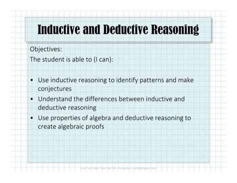Inductive And Deductive Reasoning PPT Worksheets Library