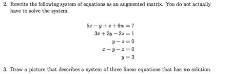 solved 2 rewrite the following system of equations as an