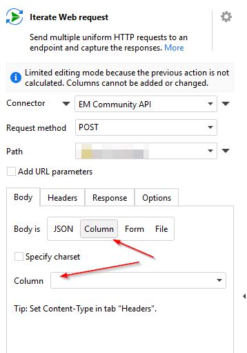 Web Request Body Text First Value Of Column Feature Requests Easymorph Community Data