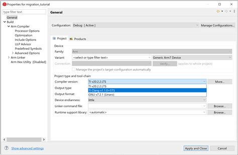 2 Migrating Armcl Ccs Projects To Tiarmclang — Ti Arm Clang Compiler