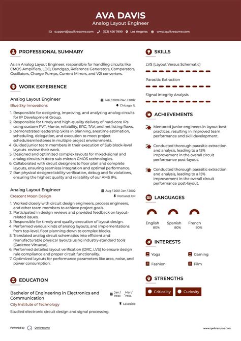 10 Analog Layout Engineer Resume Samples And Templates For 2025