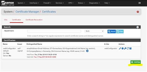 Pfsense Webconfigurator Default Certificate Expiring
