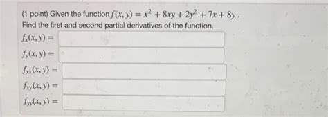 Solved 1 Point Given The Function Fxyx28xy2y27x8y