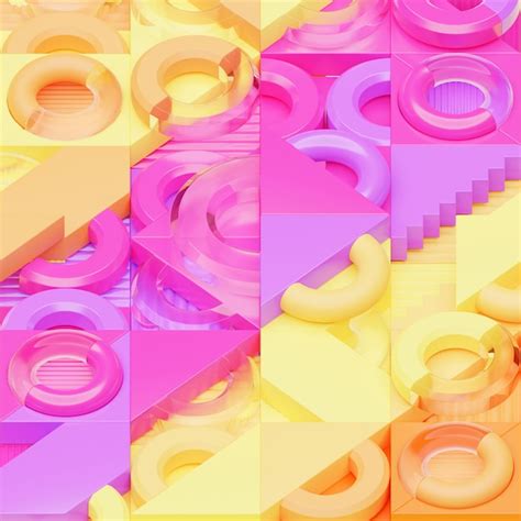 Premium Photo 3d Background With Colorful Geometric Shapes 3d Render