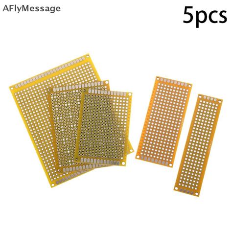 Afl 5pcs Pcb Breadboard บอร์ดโปรโตบอร์ดสีเหลืองชุบ Universal Board กระดานสองด้าน Th Shopee