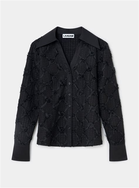 Sally Black Textured Shirt Laagam