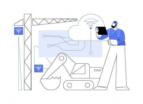 건설 추상 개념 벡터 일러스트 레이 션의 Iot 프리미엄 벡터