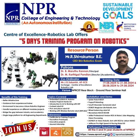 Dr M Karthigai Pandian On Linkedin Nprcet Robotics Ece Technology Training