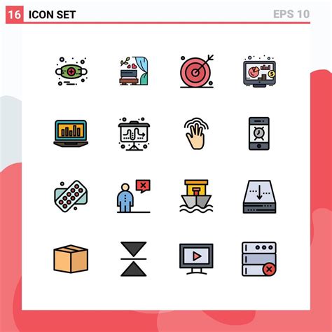 16 User Interface Flat Color Filled Line Pack Of Modern Signs And Symbols Of Graph Seo Engine