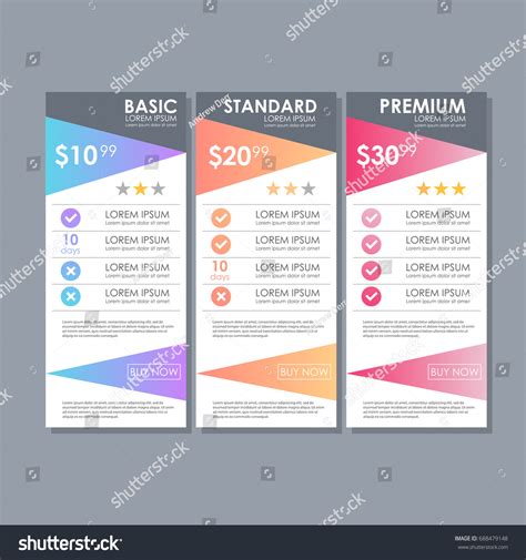 Set Offer Tariffs Ui Ux Vector Stock Vector Royalty Free 688479148 Shutterstock