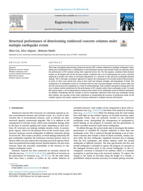 Structural Performance Of Deteriorating Reinforced Concrete Columns Under Multiple Earthquake