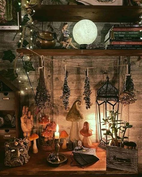 Cottage Decor Shelf With Assorted Items And Candles Witchy Bedroom