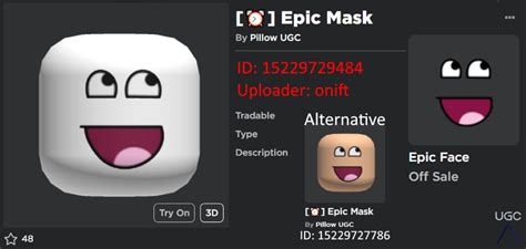 Roblox Epic Face How To Re Make Every Epic Face On Roblox Using Ugc