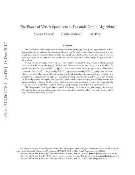 Pdf The Power Of Vertex Sparsifiers In Dynamic Graph Algorithms