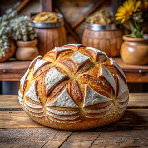 An Artisan Bread Loaf With Unique Scoring Patterns Premium Ai Generated Image